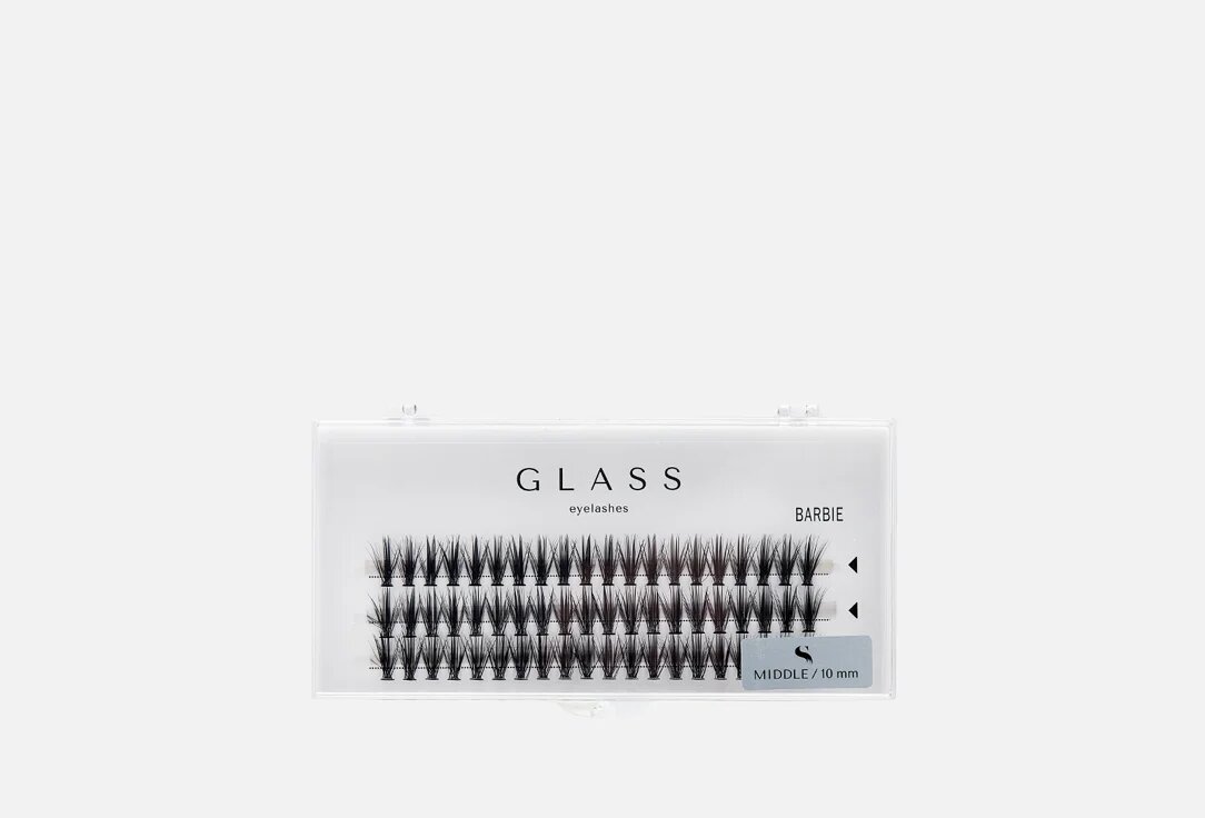 GLASS EYELASHES eyelashes barbie curl c middle 30D 10 mm Накладные ресницы 60 шт