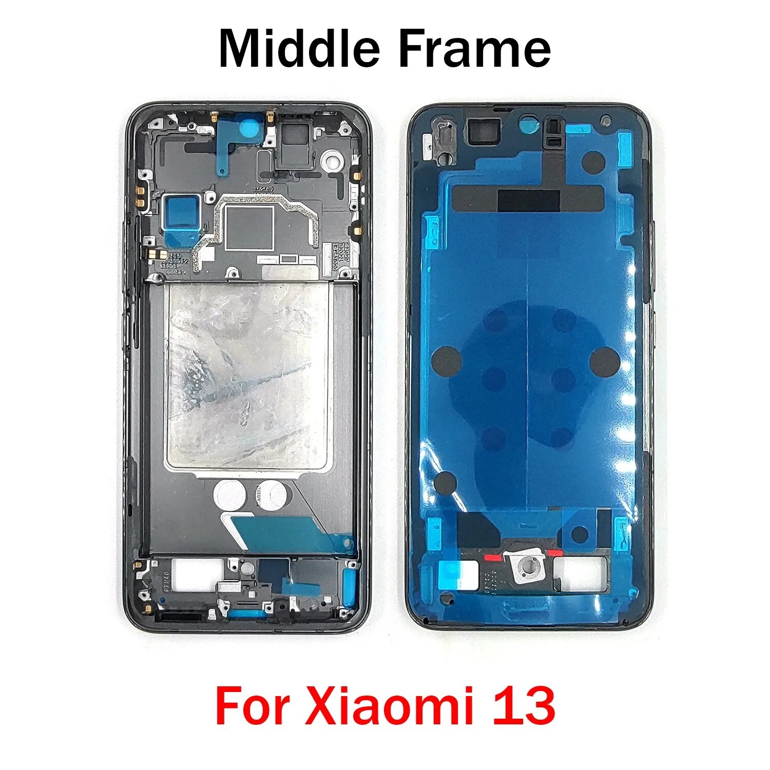 Средняя рамка для Xiaomi 13, передняя рамка ЖК-дисплея, корпус с боковыми кнопками, Черный, Black
