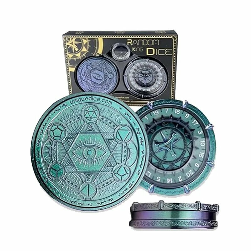 Набор металлических игральных костей Random King Dice Spinner 7 в 2 с Dual-Spin колесами Уникальный спиннер для ДнД Подарок для D&D, Warhammer, НРИ Цинковый сплав
