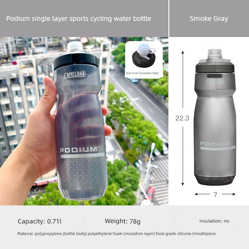 Camelbak 0.71L однокамерная велосипедная бутылка с пылезащитной крышкой, цвет дымчатый серый