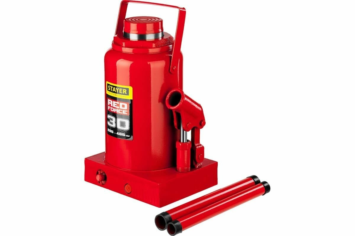 Бутылочный гидравлический домкрат STAYER RED FORCE, 30т, 285-465 мм (43160-30)