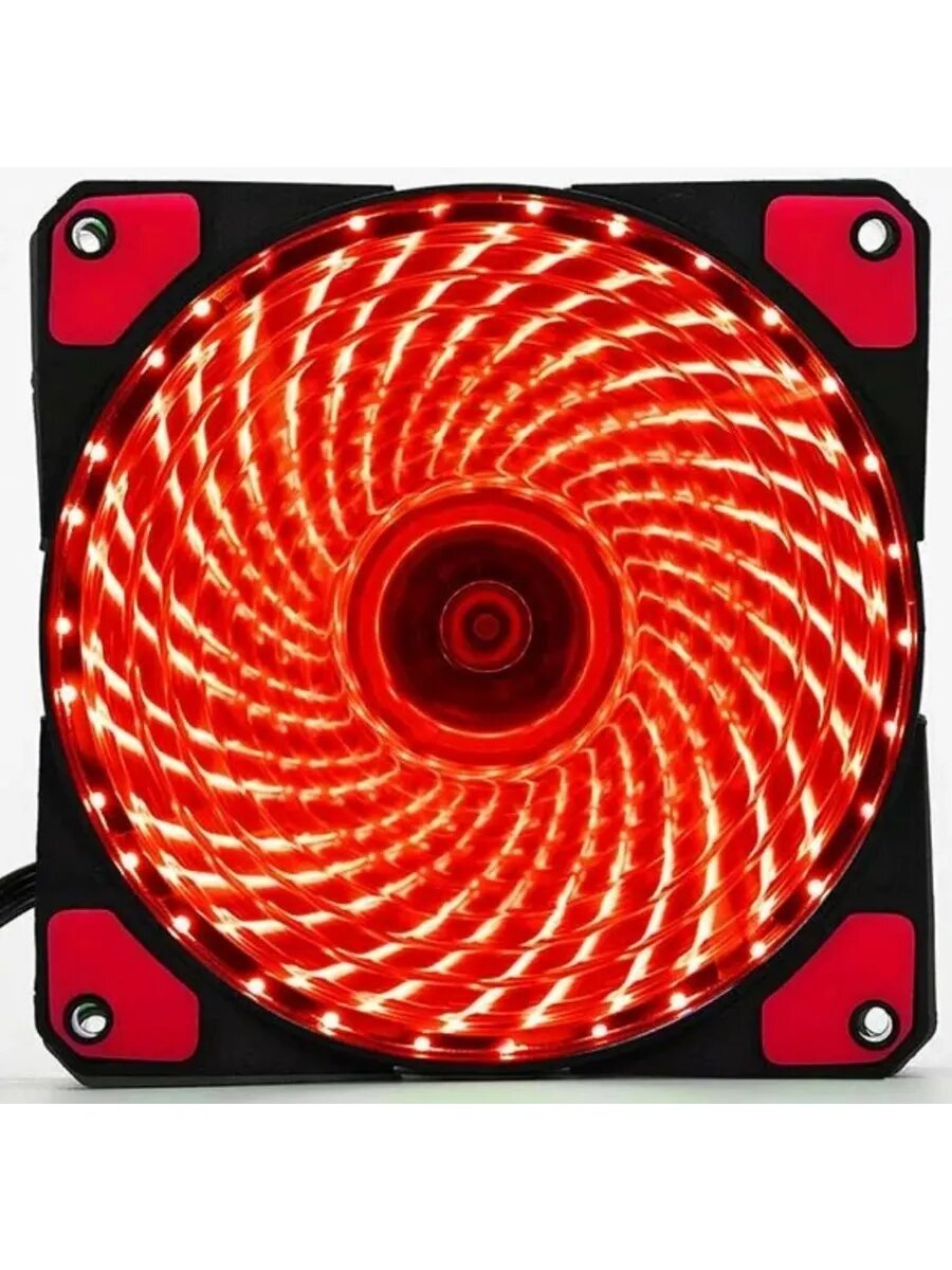 Вентилятор 120х120х25 мм. 12V 3+4 pin LED, красный, 2 шт.