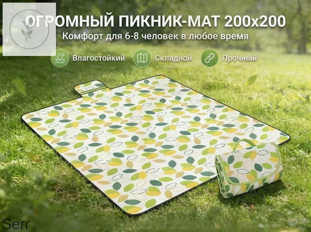 Коврик для пикника и пляжа 200200 см, складной водонепроницаемый туристический коврик, подстилка для кемпинга, дачи, палатки и отдыха на природе