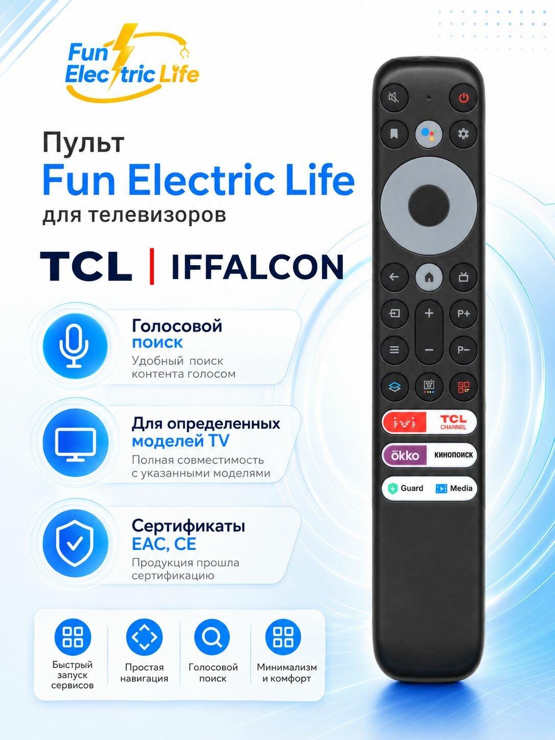 Голосовой пульт RC902V FMRJ для Smart телевизоров TCL и iFFALCON. пульт для смарт ТВ голосовое управление