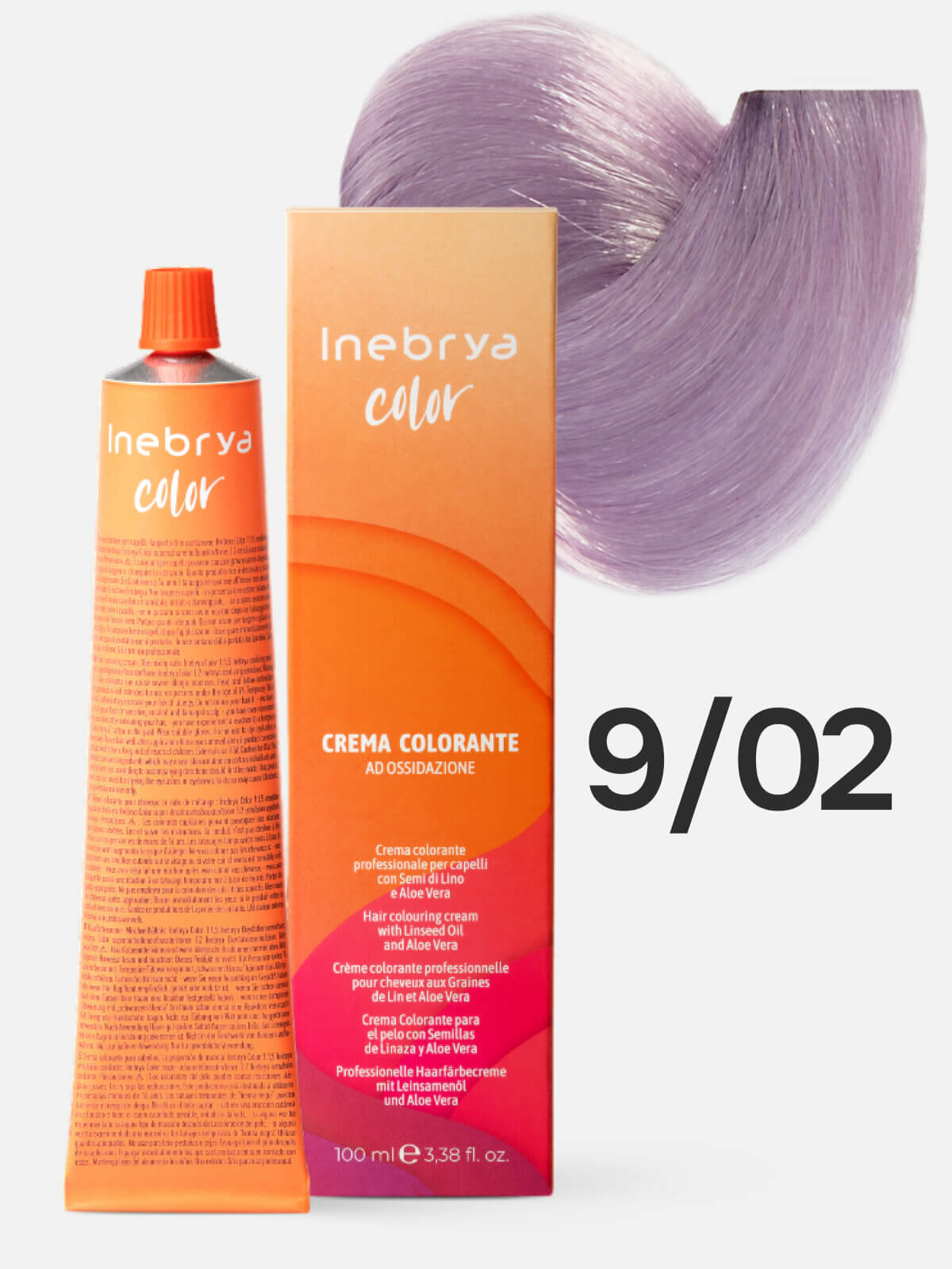 Крем - краска для волос профессиональная Inebrya Color Professional 9/02 Блонд Натуральный фиолетовый, 100 мл