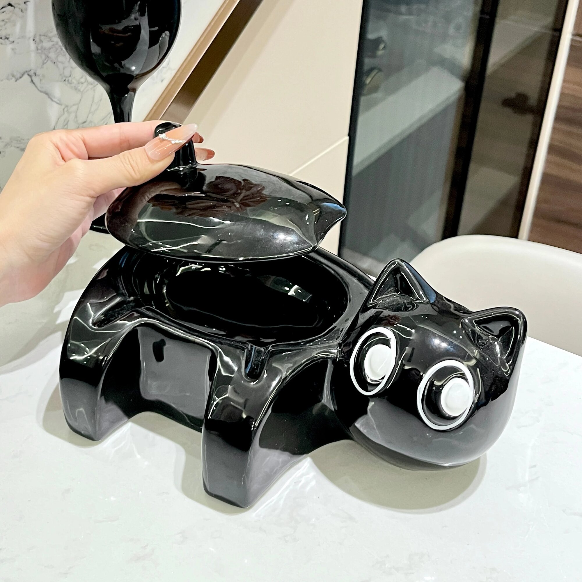 Черный кот креативный пресс-тип лосьонная бутылка керамическая бутылка для антисептика для рук душевая гель шампуньная бутылка ванные аксессуары — пепельница