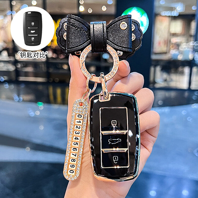 Автомобильный брелок Changan с деловым черным цветом, черным бантом и номерной табличкой