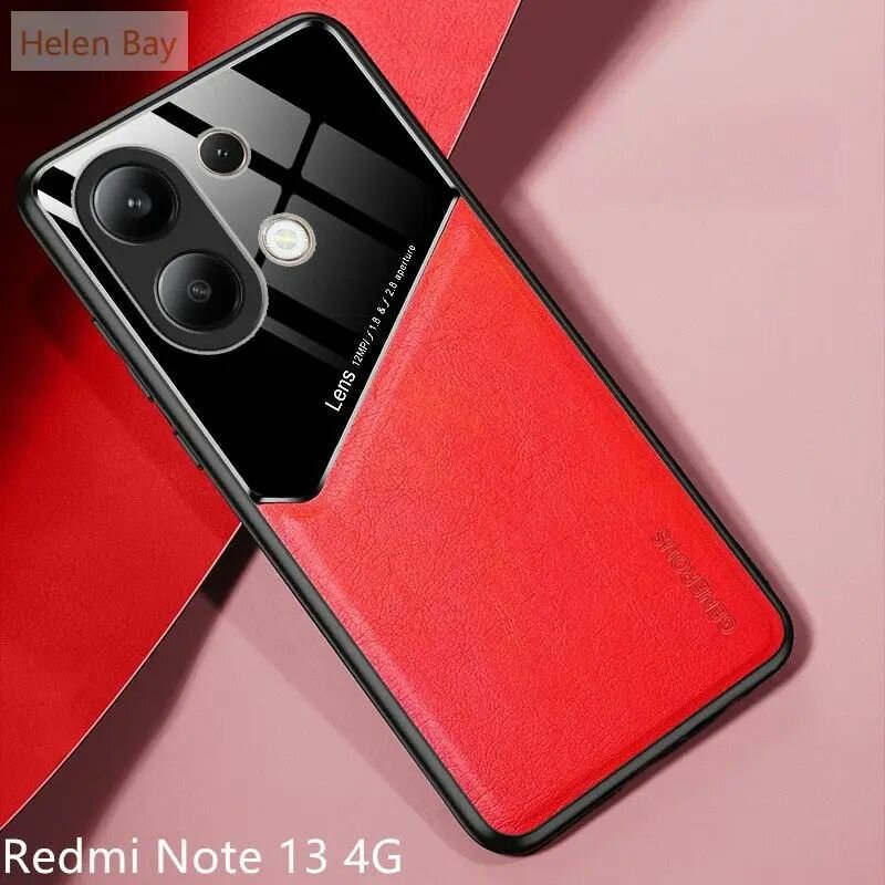 Кожа чехол для Xiaomi Redmi Note 13 Магнитное притяжение внутри ( Сяоми Редми Нот 13 4G ) противоударный чехол чехол-книжка защита