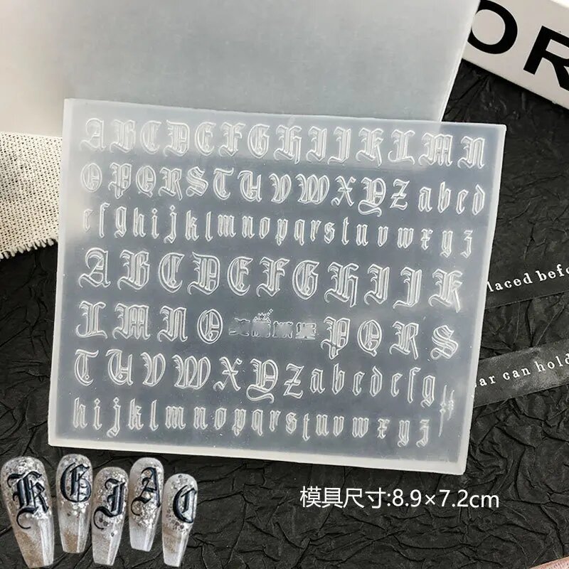 3D силиконовые трафареты для дизайна ногтей Gothic alphabet