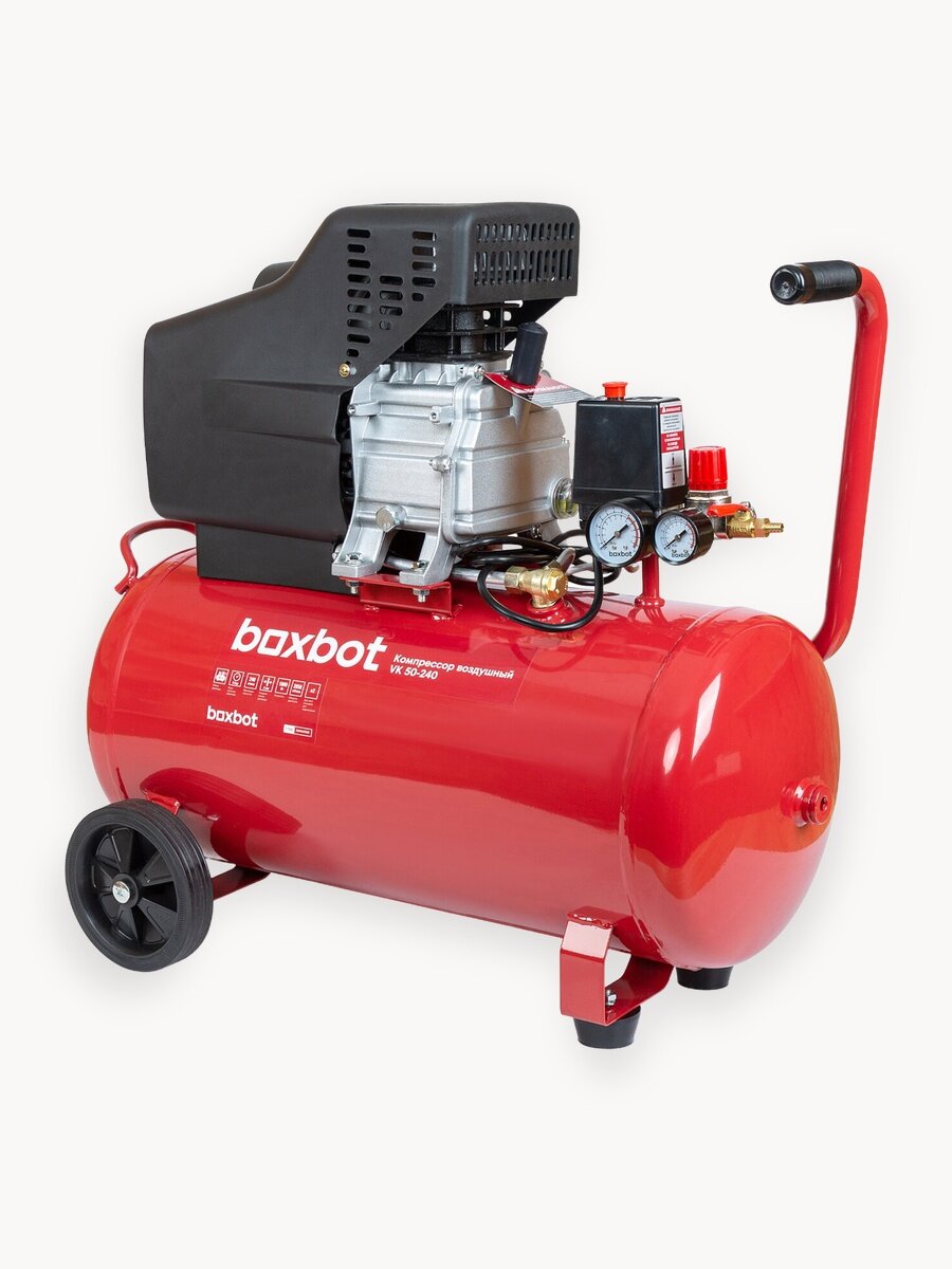 Компрессор поршневой масляный Boxbot, 50 л, 240 л/мин, быстросъемный коннектор, "елочка", 2 выхода к пневмолинии, VK 50-240