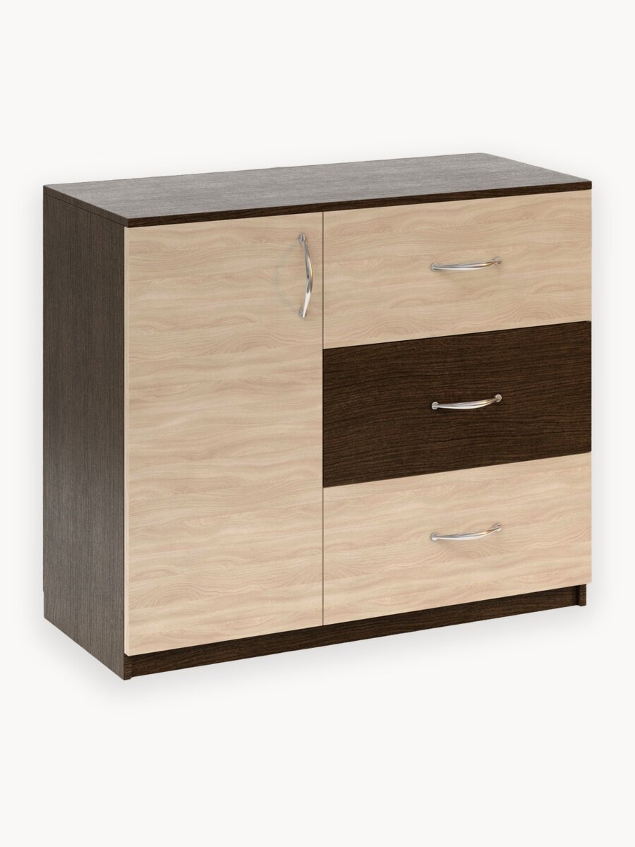 Комод КД-2 "Колизей мебель" венге/дуб молочный (ШхГхВ) (1000х430х850)мм, 3 ящика, дверка