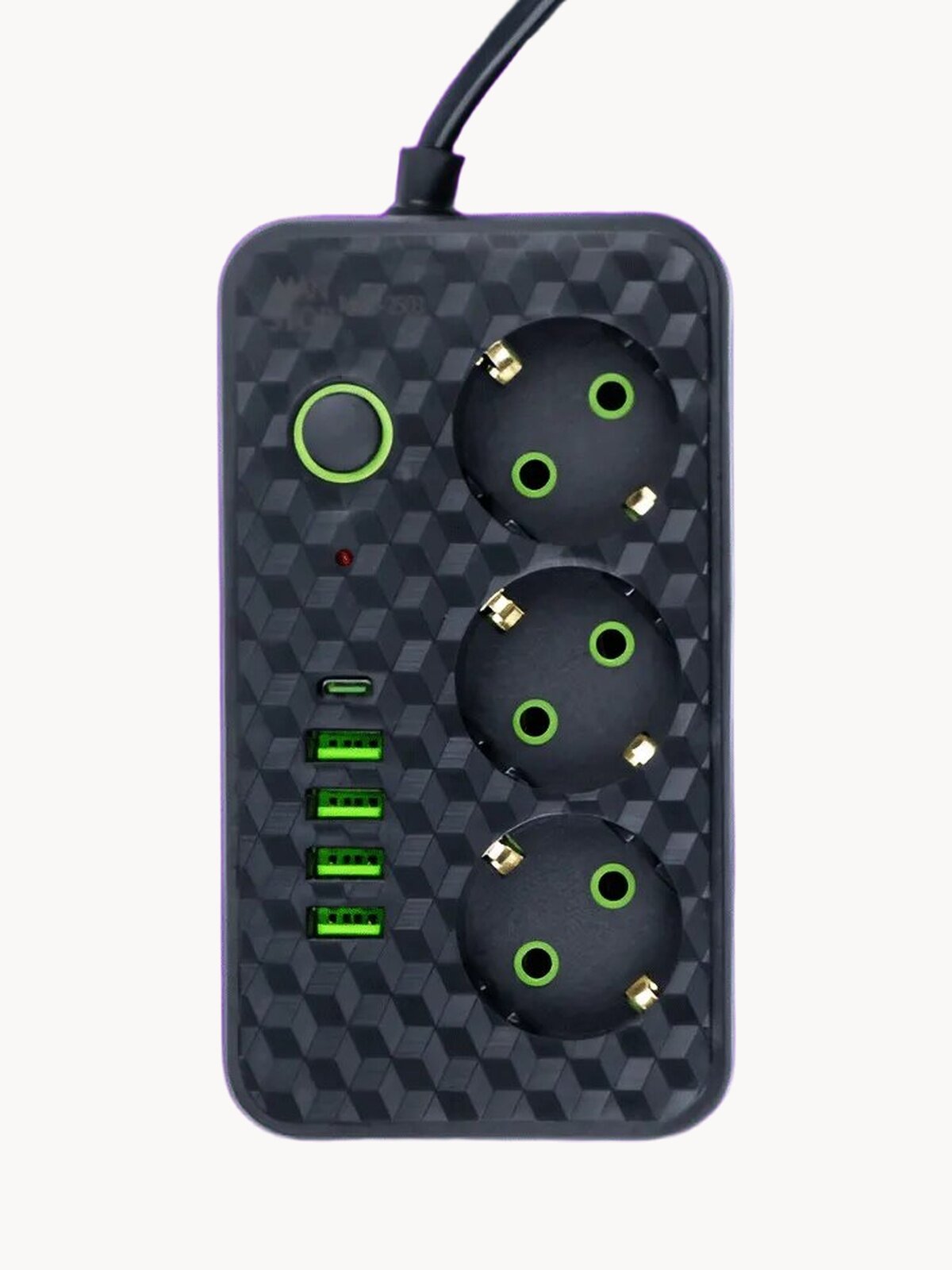 Сетевой фильтр 3м, 2500Вт (3x 220; 4x USB 3.0; 1x type C PD)