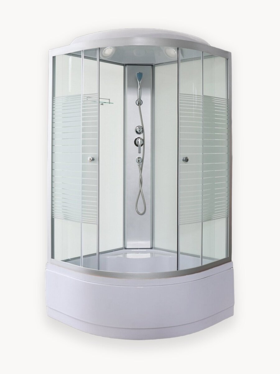 Душевая кабина ASTERA PB 93 (900/900/2180) высокий поддон(40см) стекло белая полоска