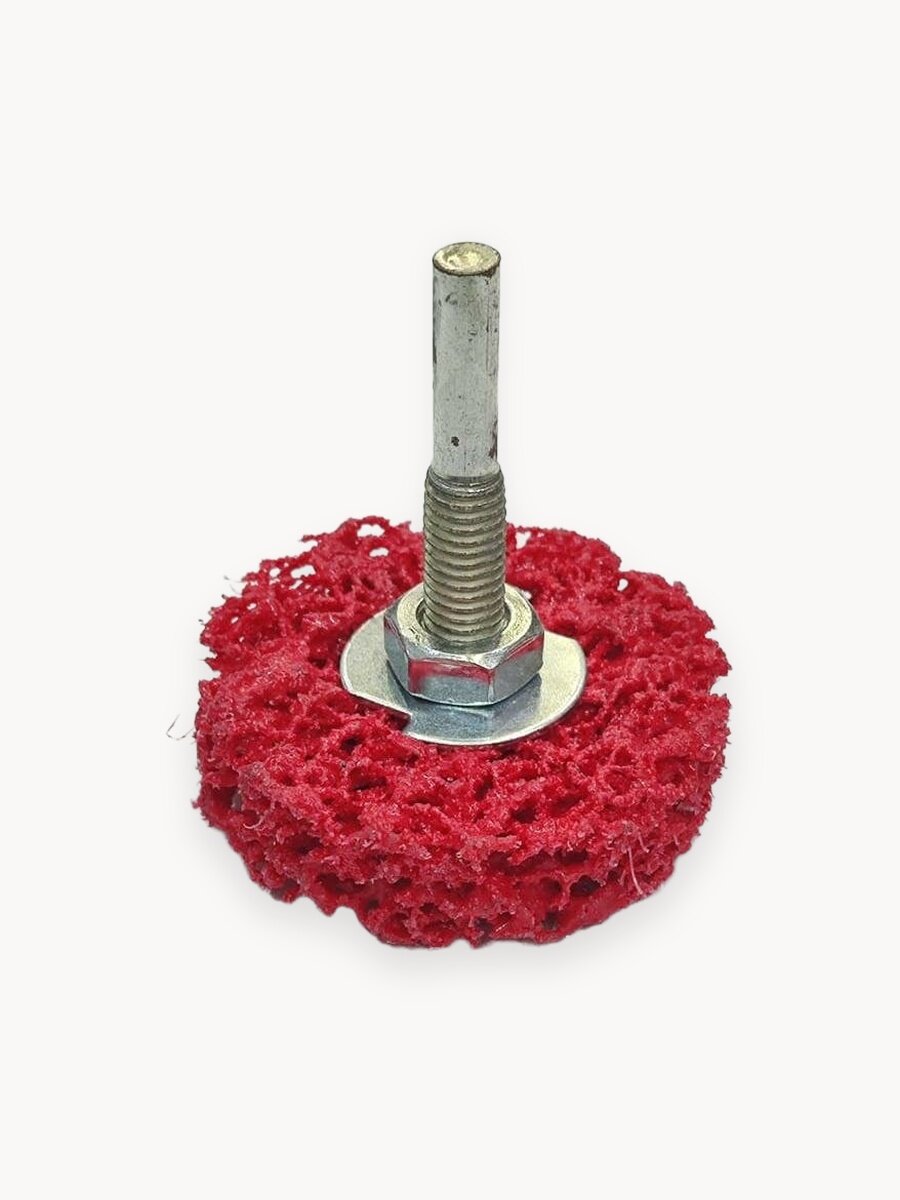 Круг зачистной коралловый/50х15х6мм/твердый красный/с переходником/удаление краски, ржавчины/ для дрели, шуруповерта