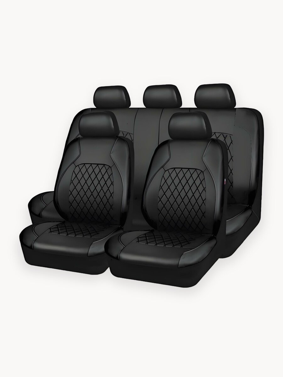 Экокожа чехлы для автомобильных сидений, авточехлы комплект черные