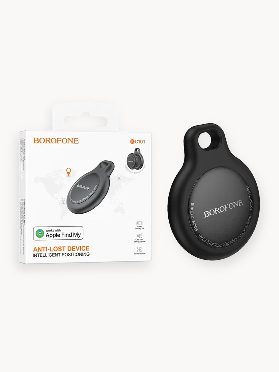 2 GPS трекера Borofone для автомобиля, животных, детей airtag ( 2шт) для iPhone, черный