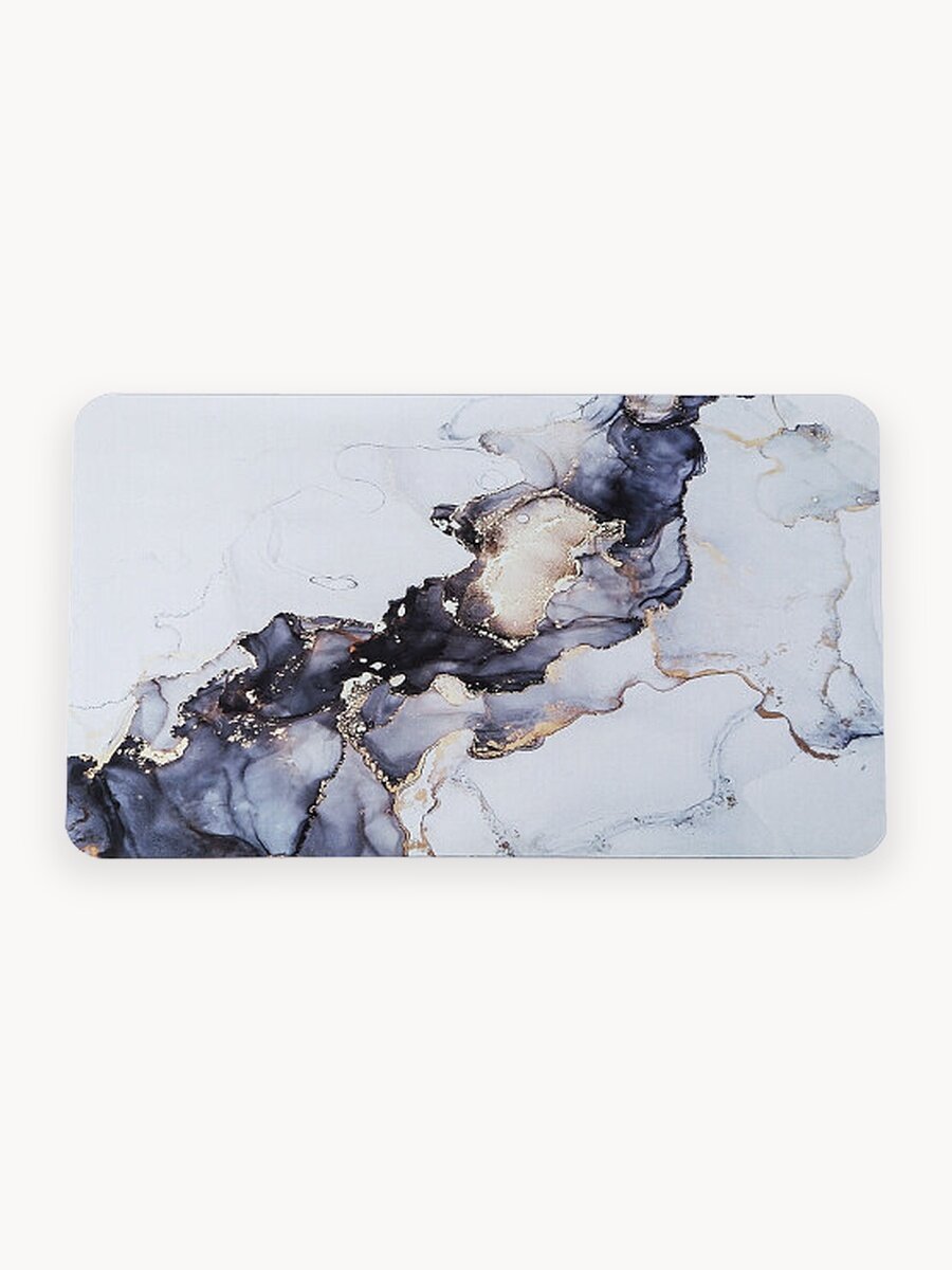 Коврик для ванной Ridberg White-Grey Marble, противоскользящий, 50x80см, бело-серый мрамор