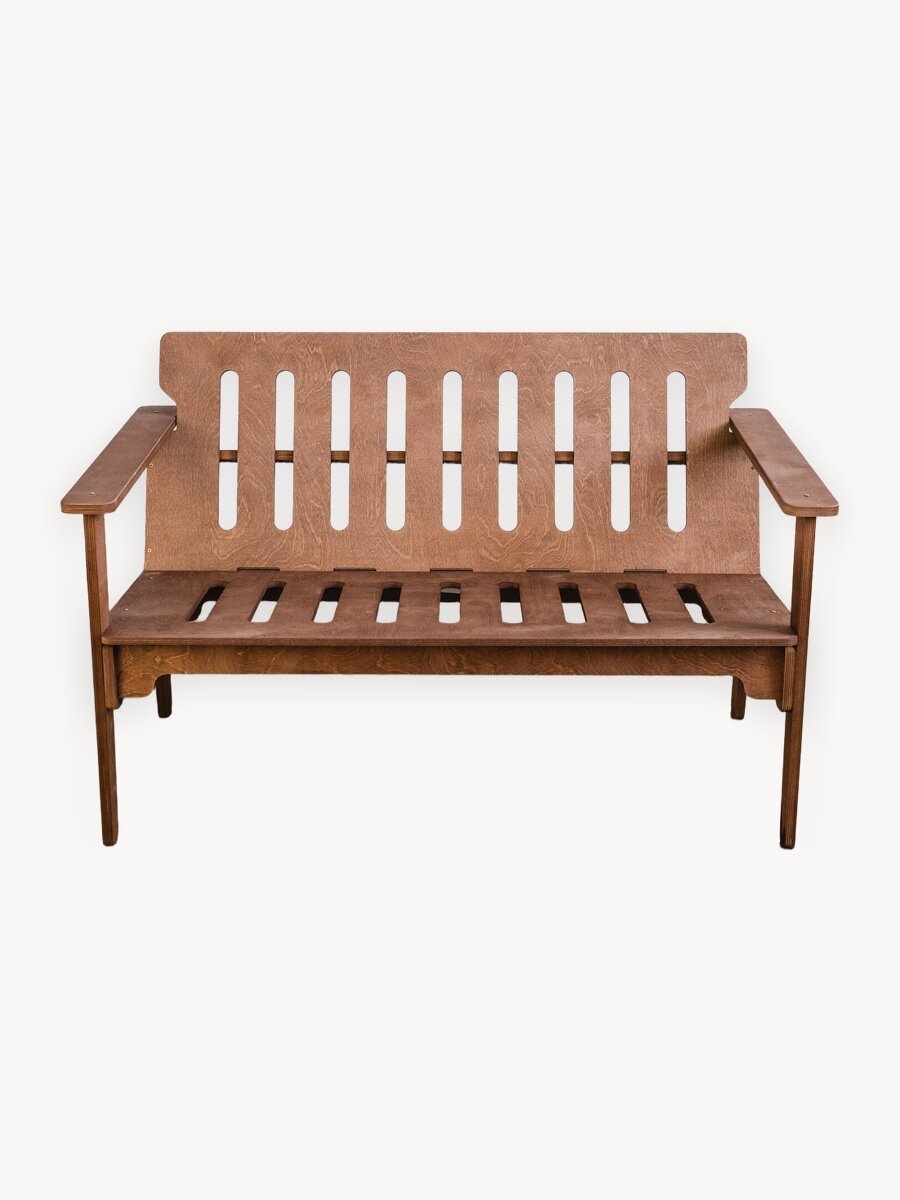 Скамейка, лавка садовая со спинкой Glider для дома и дачи, цвет коричневый