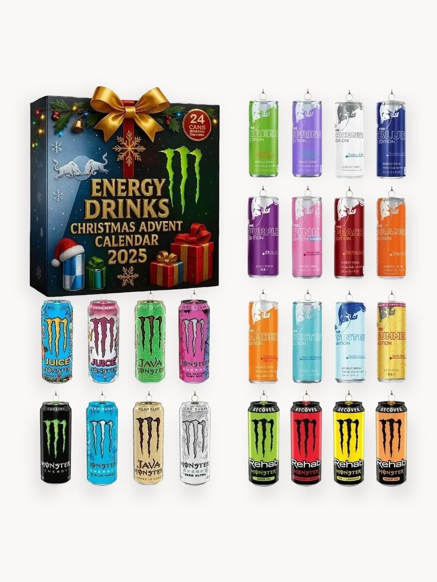 24-дневный рождественский адвент-календарь 2025 года энергетические напитки