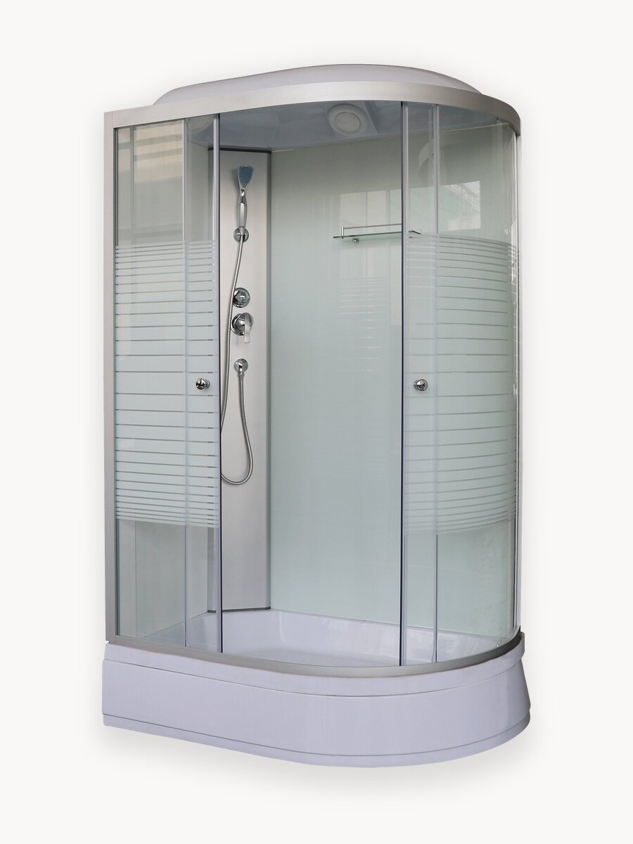 Душевая кабина ASTERA PB 125 L (1200/800/2180) средний поддон (26см), стекло белая полоска