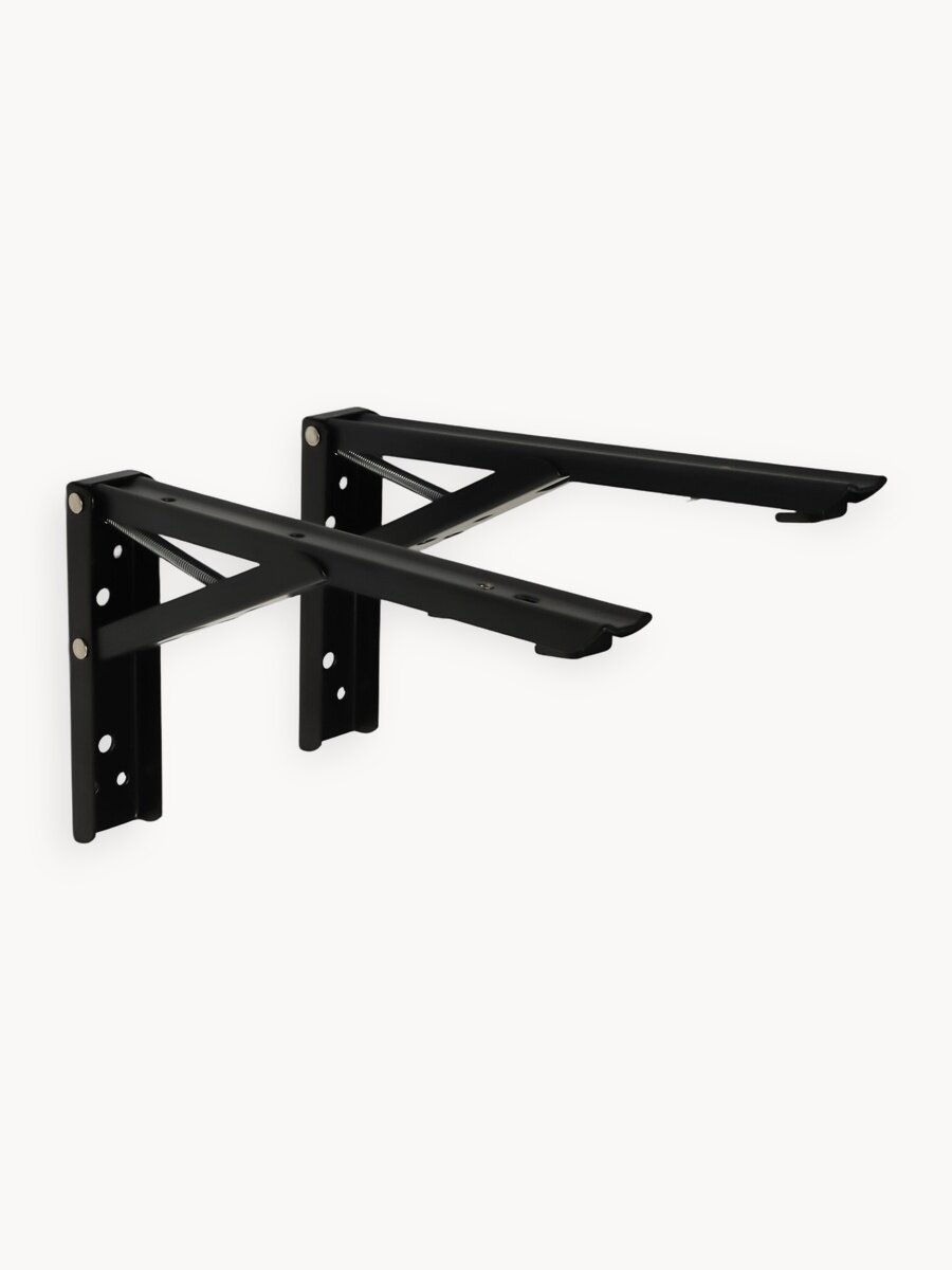 Кронштейн складной для столов и полок тундра, F001, 2 шт, длина 250 мм, сталь, черный 9703