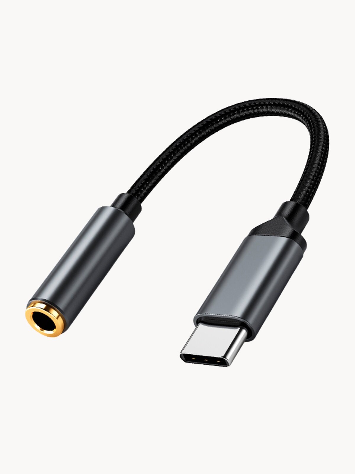 Кабель-переходник (адаптер) Type-C на 3.5 jack, тканевая оплетка / переходник для наушников c Type-C на AUX