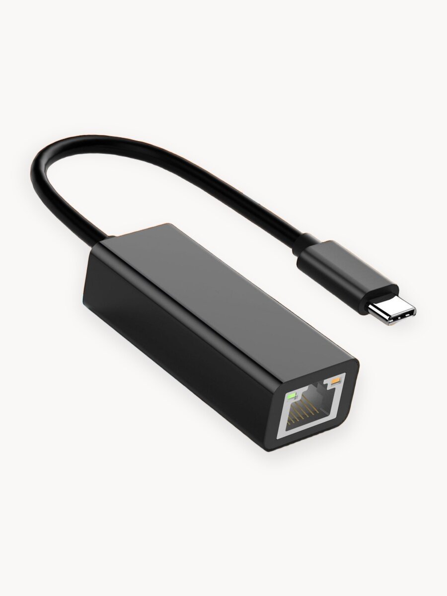 Переходник, USB/Type-C концентратор, Ethernet, черный матовый, 100 Мбит/сек