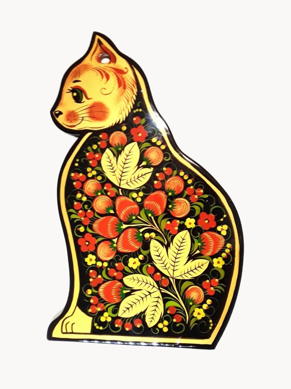 Доска разделочная КОШКА-2 300*180 мм С росписью хохлома