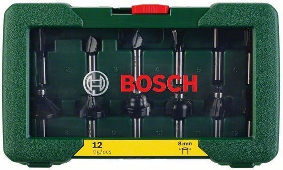 Набор фрез Bosch, хвостик 8 мм, 12 шт 2607019466