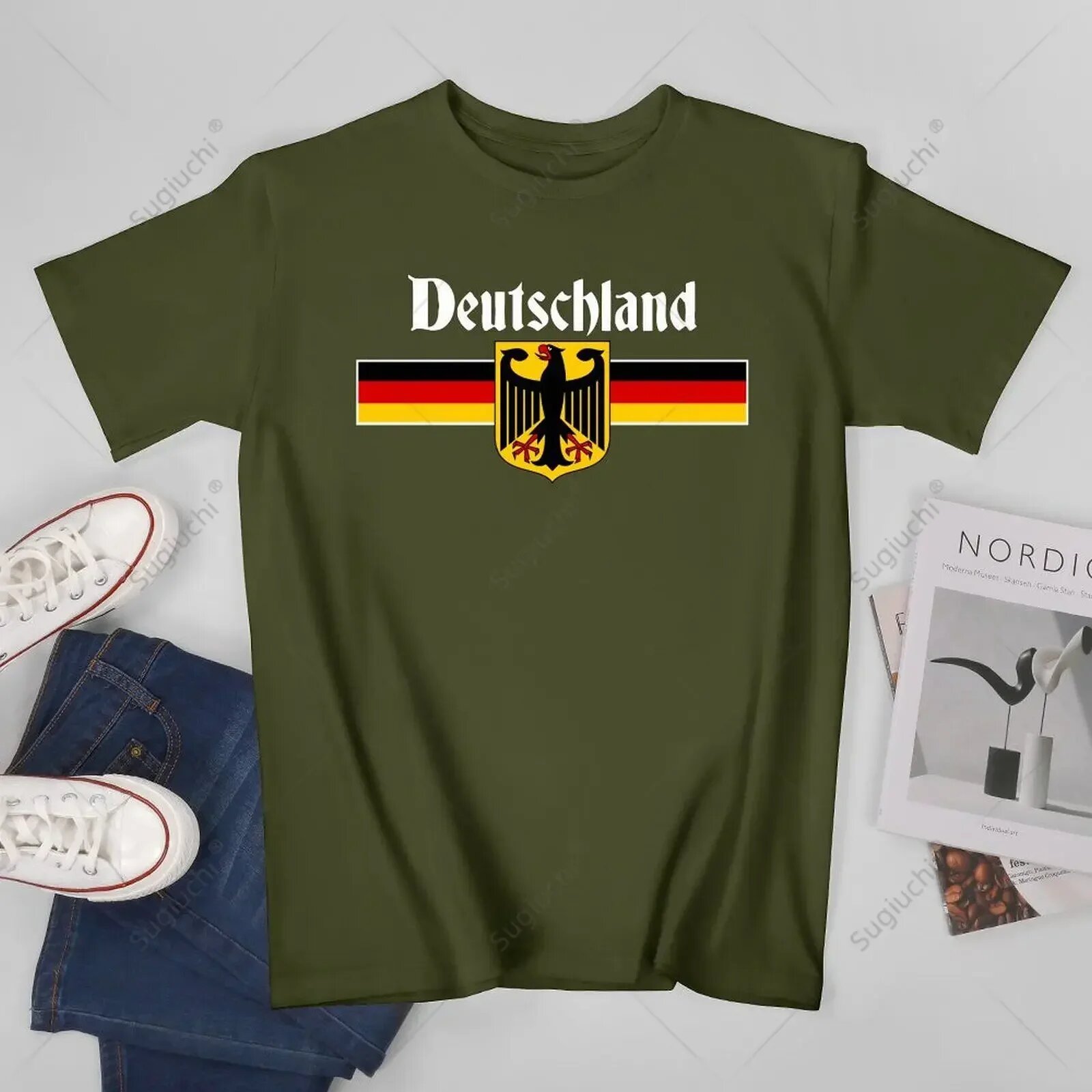 Футболка Sugiuchi Германия флаг 100% хлопок S, Зеленый, army green-1