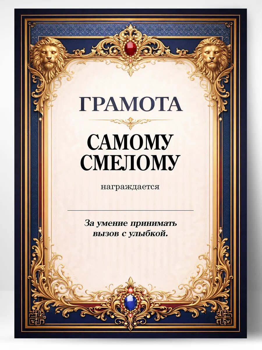 Грамота диплом в подарок - Самому смелому
