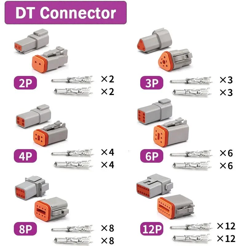Автомобильные разъемы Deutsch DTP 2П, 10 Sets, DT