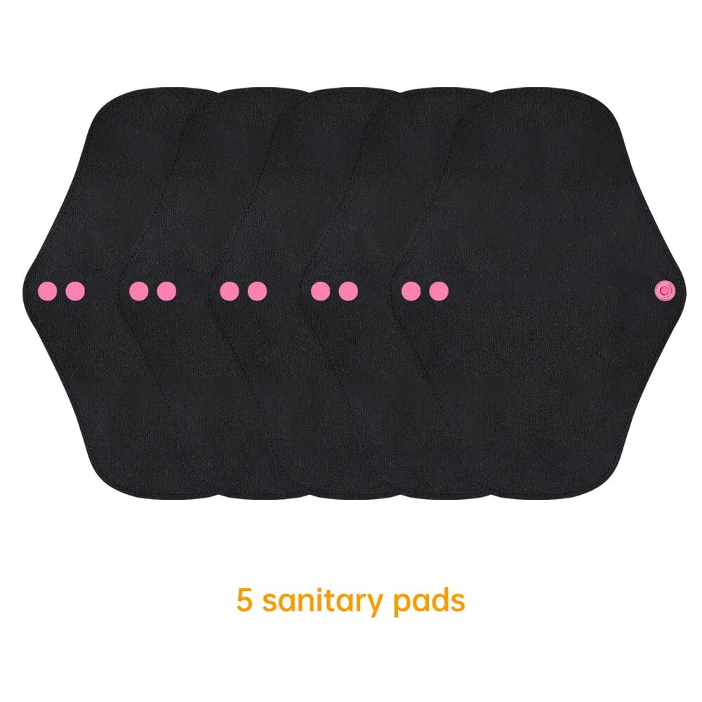 Многоразовые менструальные прокладки Aneercare - 4 размера, черные 5M black pads