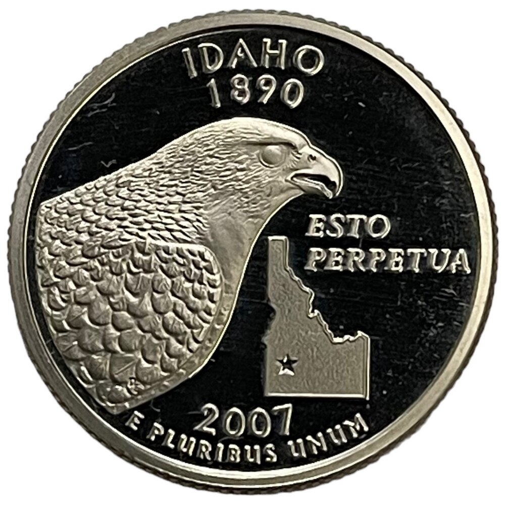 США 25 центов (1/4 доллара) 2007 г. (Квотеры 50 штатов - Айдахо) (S) (CN) (Proof)