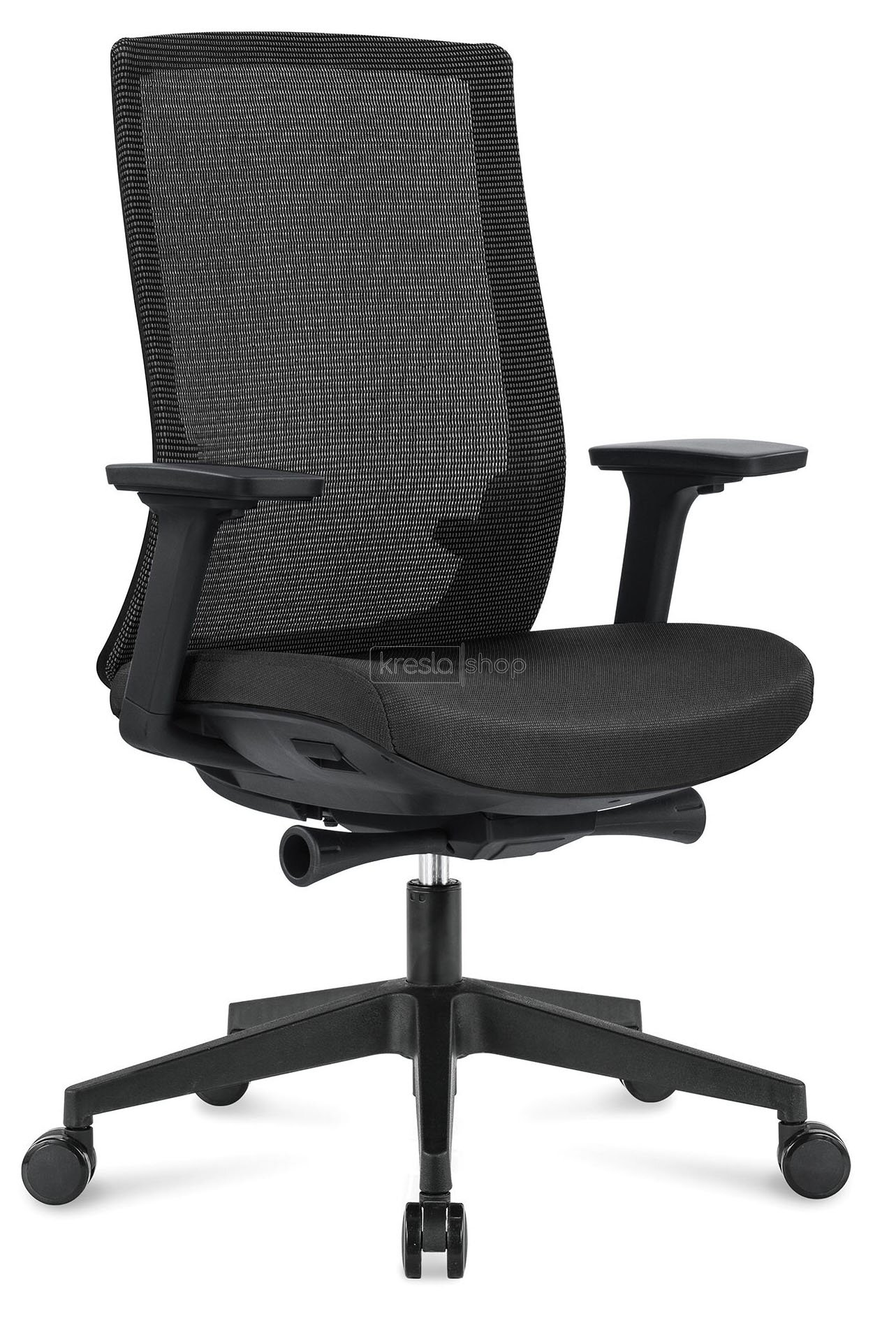 Кресло для персонала Norden Руби LB / Ruby LB CH-312B-B-BB черная сетка, черная ткань, сиденье слайдер