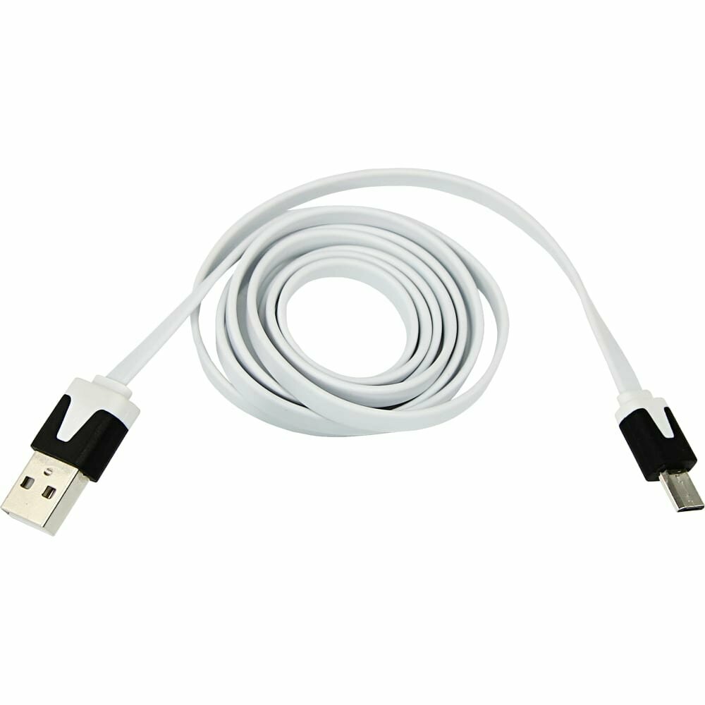 REXANT USB кабель универсальный microUSB шнур плоский 1М белый 18-4274