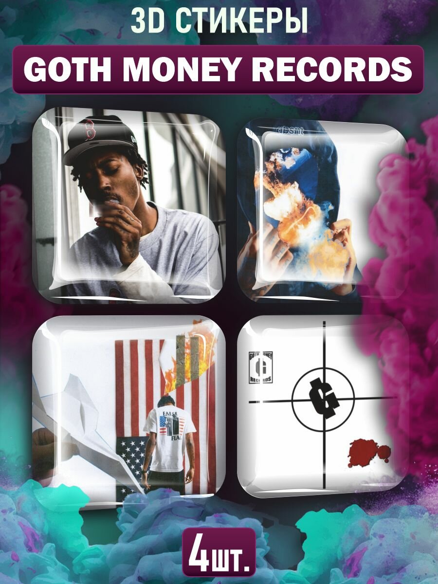 3D наклейки на телефон, Набор объемных наклеек на телефон GOTH MONEY RECORDS dark trap