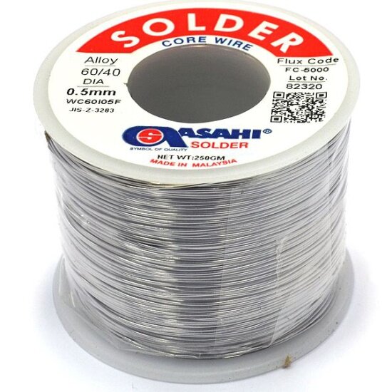 Припой с флюсом Asahi Припой WC60I05F, 0.5мм 0.25кг Sn60/Pb40 (FC5000 флюс RMA)