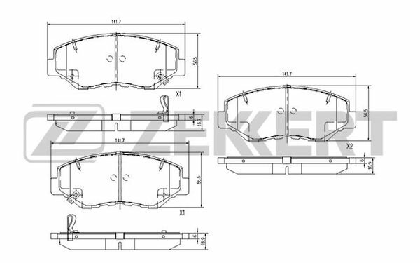 Колодки тормозные Honda Accord 06-, CR-V (RD) 01-06, Element 03-11, Stepwgn 09-15 передние Zekkert