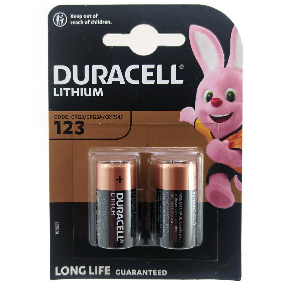 Батарейка DURACELL CR123 BL2 lithium 3v, упаковка 2 шт.