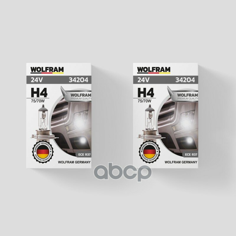 Лампа 24V H4 75/70W P43t WOLFRAM HALOGEN BULB 1 шт. картон 34204 WOLFRAM арт. 34204
