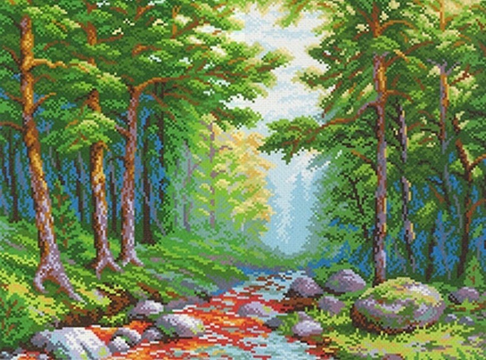 Канва с рисунком для вышивания М. П. Студия СК-079 Солнечный ручей, 40 x 30 см (Нитки в в комплект не входят.)