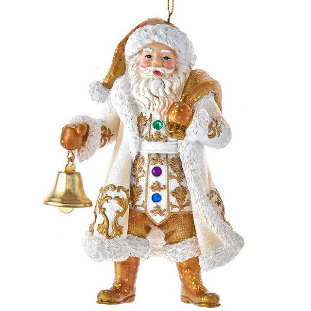 Елочная игрушка Санта Клаус с колокольчиком - Golden Christmas 13 см, подвеска, Kurts Adler (Куртс Адлер), E0668-1