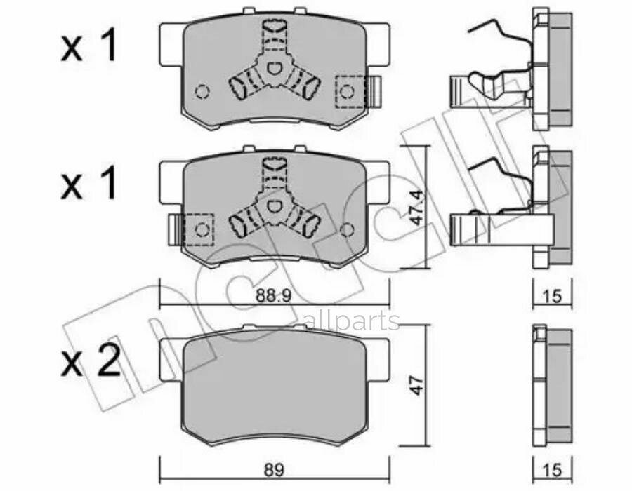 METELLI 22-0173-1 Колодки тормозные задние Honda Accord VII 2.0 2003- / VIII 2.0-2.4 2008- / CR-V II 2.0-2.2D 02-06 /