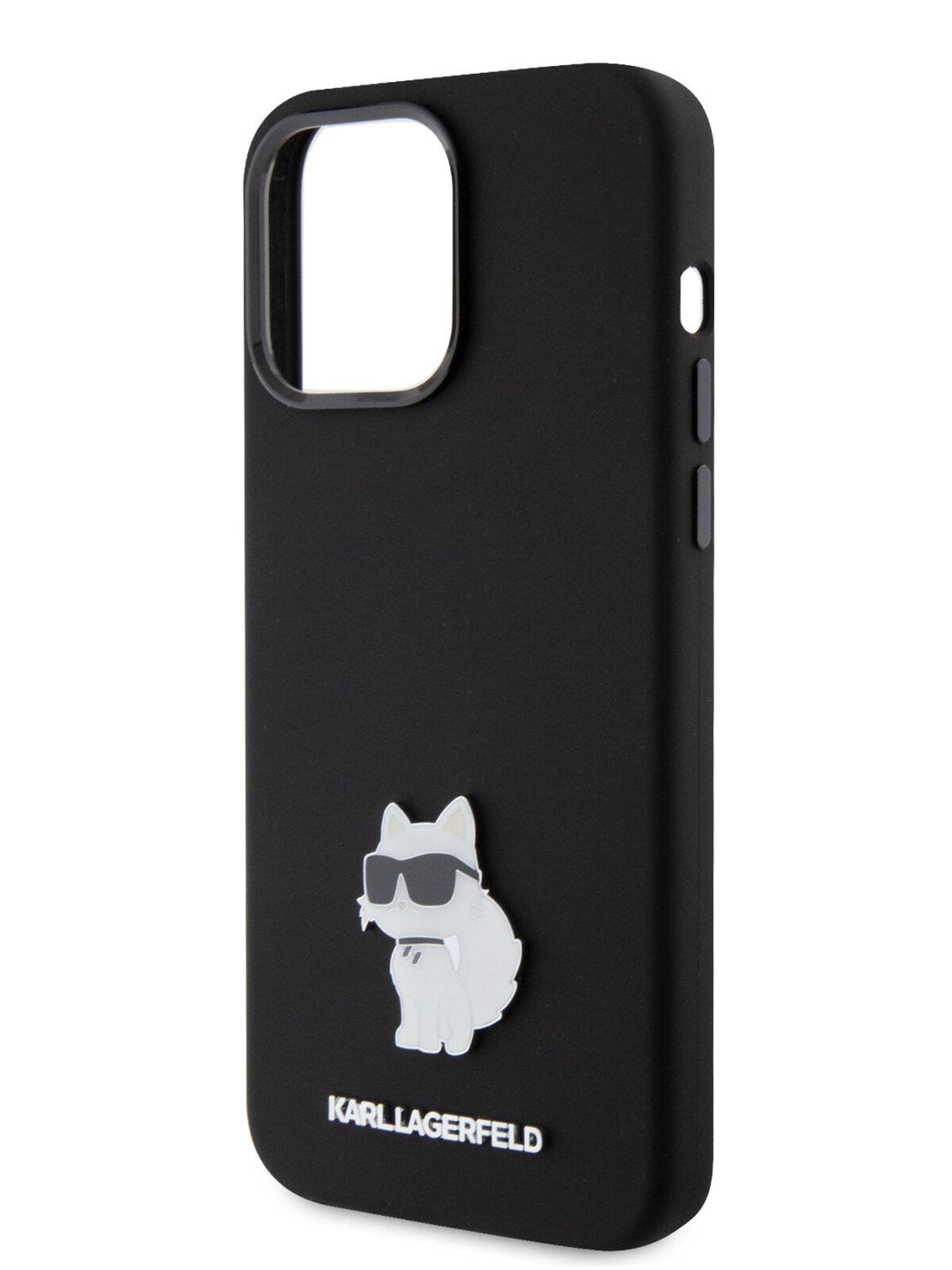 Lagerfeld для iPhone 15 Pro Max чехол Liquid silicone NFT Choupette metal pin Hard Black