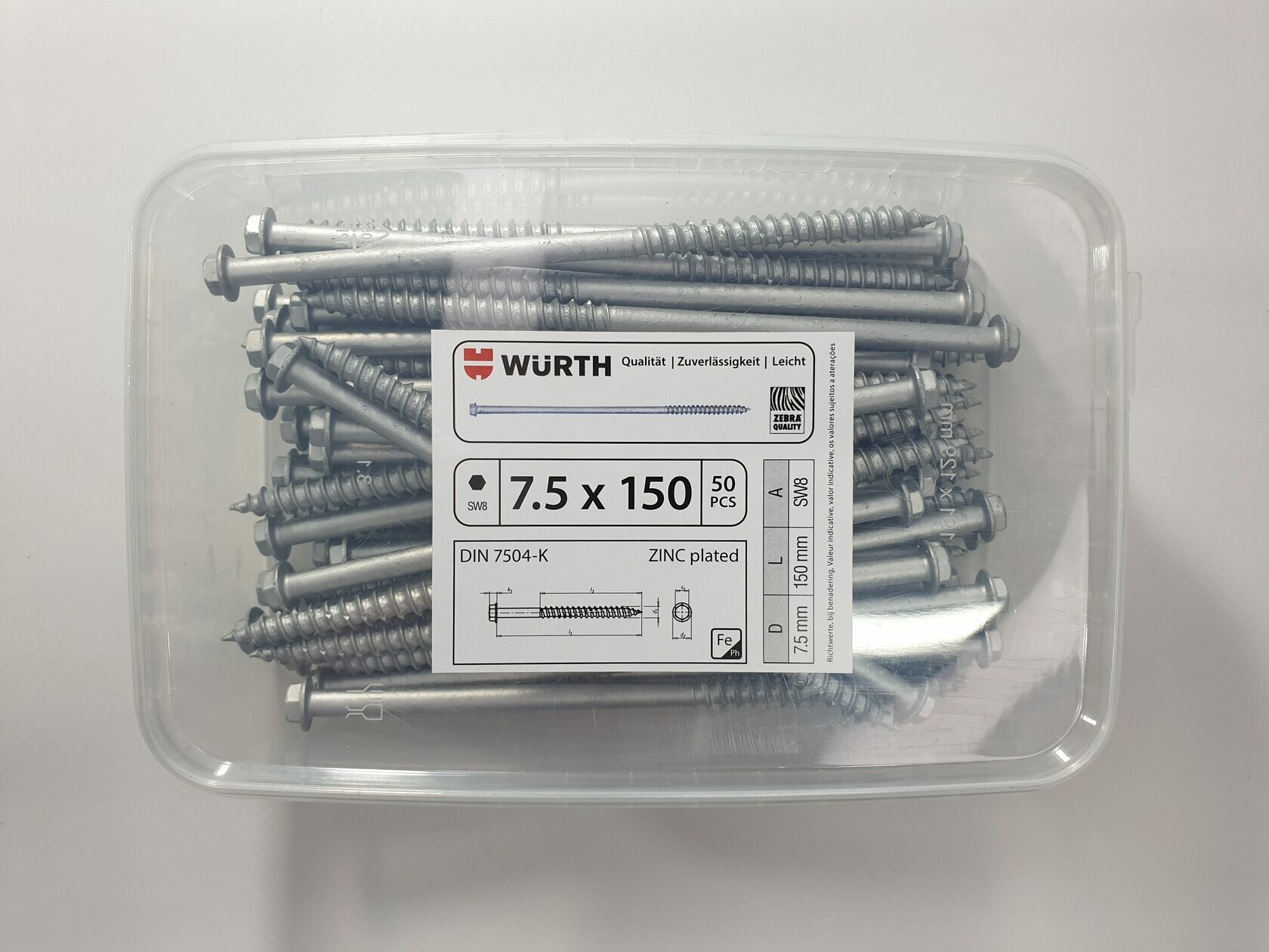 Кровельный саморез по бетону DIN 7504-K 7.5x150 (50 pcs) WURTH, Германия