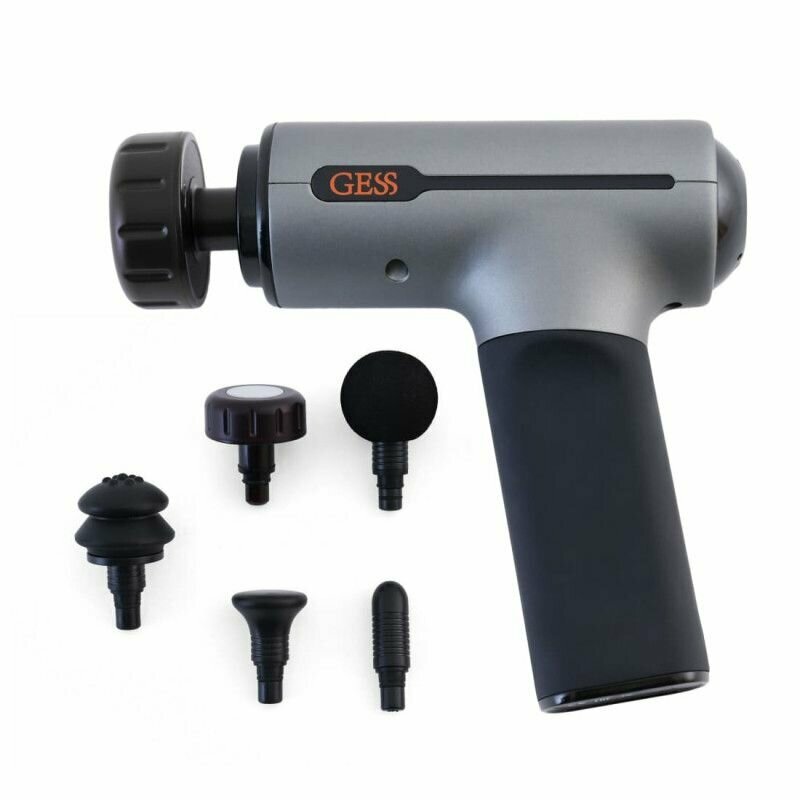 Перкуссионный массажер(массажный пистолет) беспроводной Revolver, 5 насадок GESS-877