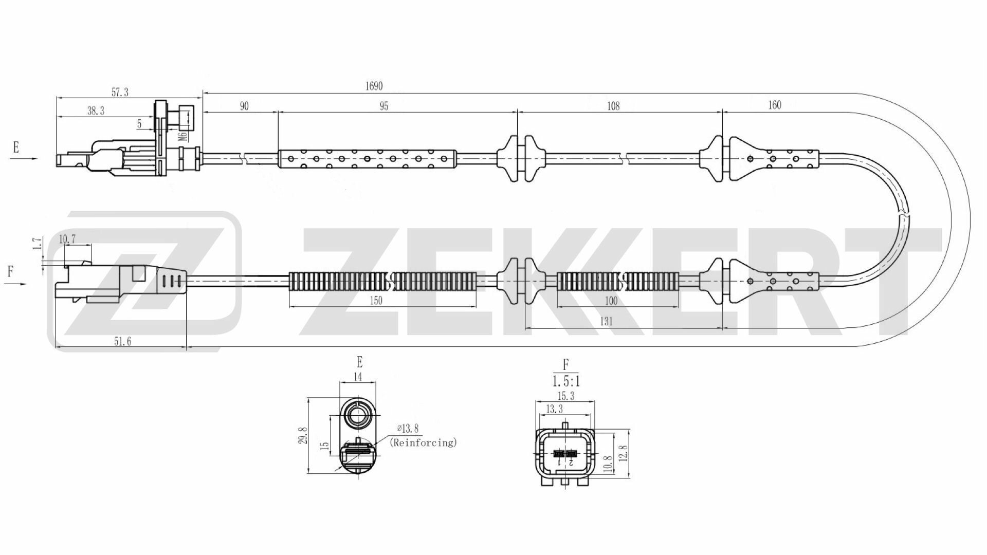 ZEKKERT se-6218 (131562 / 4545C0 / 4545G7) датчик abs задн. / передн. Citroen (Ситроен) c6 05- Peugeot (Пежо) 407 04-