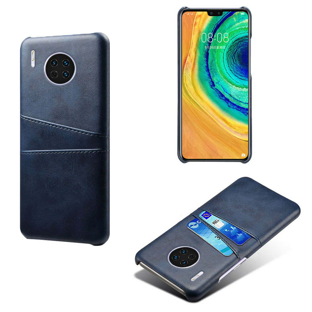 Чехол панель-накладка MyPads для Huawei Mate 30 Pro из качественной импортной кожи с визитницей с отделением для банковских карт мужской женский синий