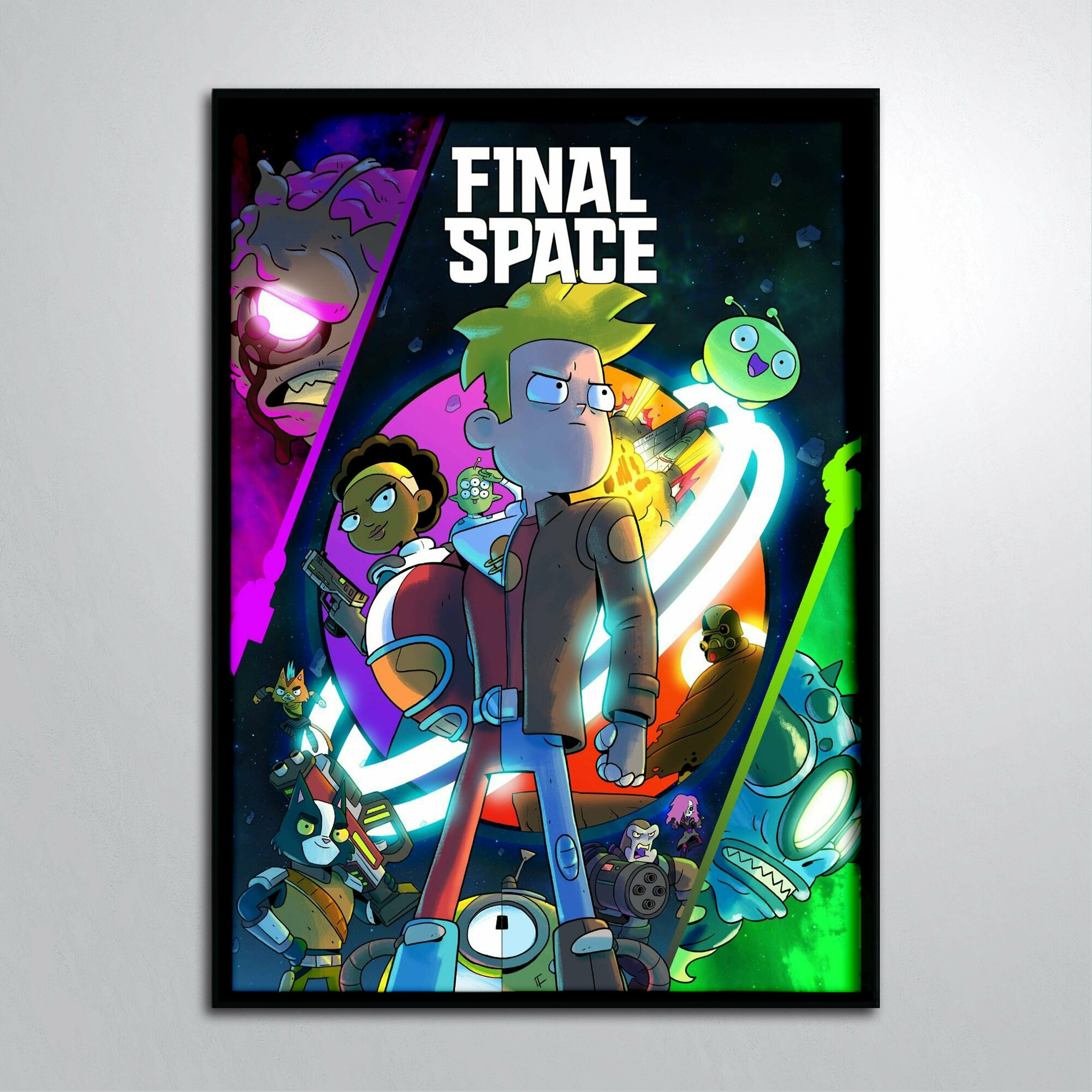 Постер в раме/Крайний космос Гэри Гудспид и Пряник Комикс Final Space